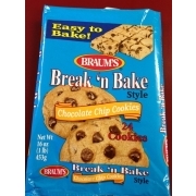 Braum's Break 'n Bake Style Chocolate Chip Cookies: Calories, Nutrition ...