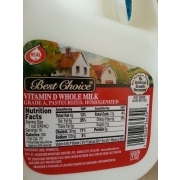 Best Choice Vitamin D Whole Milk, Grade A, Pasteurized, Homogenized ...