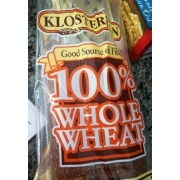 Klosterman Baking Company Natural, 100% Whole Wheat Bread: Calories ...