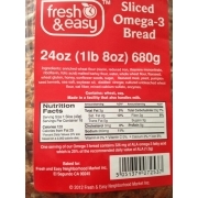 Fresh & Easy Sliced Omega 3 Bread: Calories, Nutrition Analysis & More ...