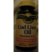 Spring Valley Supplement, Cod Liver Oil Vitamin A & D Softgels ...