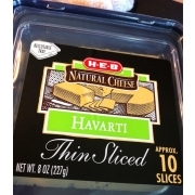 H-E-B Natural Cheese, Harvarti Thin Sliced: Calories, Nutrition ...