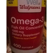 Walgreens Omega-3 Fish Oil Concentrate, Dietary Supplement: Calories ...