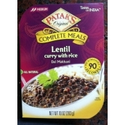 Patak's Lentil Curry, With Rice, Dal Makhani, Medium: Calories ...