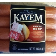 Kayem Jumbo Beef Hot Dogs: Calories, Nutrition Analysis & More | Fooducate