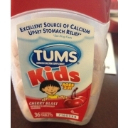 Tums Antacid/Calcium Supplement, Kids Cherry Blast Tablets: Calories ...