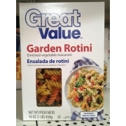 Great Value Garden Rotini Enriched Vegetable Macaroni Pasta: Calories ...