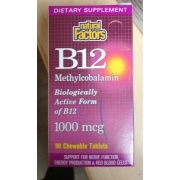 Natural Factors B12, Dietary Supplement: Calories, Nutrition Analysis ...