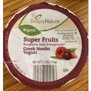 Simply Nature Greek Yogurt, Non-fat, Super Fruits: Calories, Nutrition ...