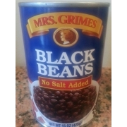 Mrs. Grimes Black Beans, No Salt Added: Calories, Nutrition Analysis ...