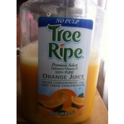 Tree Ripe Orange Juice, No Pulp 100% Pure Calcium & Vitamin D: Calories ...