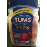 Tums Antacid/Calcium Supplement, Extra Strength 750 Assorted Berries ...