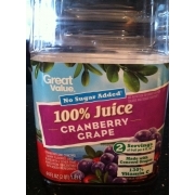 Great Value 100% Juice, Cranberry Grape: Calories, Nutrition Analysis ...