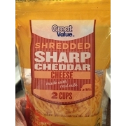 Great Value Shredded Sharp Cheddar Cheese Made With Real Milk: Calories ...