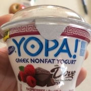 User added: yoCrunch , Yopa Greek nonfat yogurt. Raspberries, Dove Dark ...