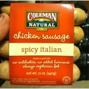 Coleman Natural Chicken Sausage, Spicy Italian: Calories, Nutrition ...