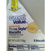 Great Value Buttermilk, Texas Style Biscuits: Calories, Nutrition ...