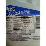 Great Value 2% Reduced Fat Milk: Calories, Nutrition Analysis & More ...
