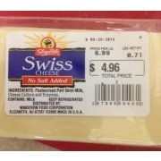 ShopRite Swiss Cheese, No Salt Added: Calories, Nutrition Analysis ...