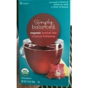 Simply Balanced Organic Herbal Tea Tropical Hibiscus: Calories ...