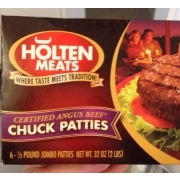 Holten Meats Angus Beef Chuck Patties: Calories, Nutrition Analysis ...