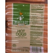 Heritage Farm Hot Dogs, Made With Chicken And Pork: Calories, Nutrition ...