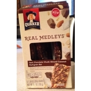 Quaker Real Medleys, Dark Chocolate Chunk Almond Coconut Multigrain Bar ...