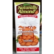 Naturally Almond Unsweetened, Almondmilk, Vanilla: Calories, Nutrition ...