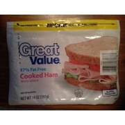Great Value 97% Fat Free Cooked Ham, Water Added: Calories, Nutrition ...