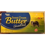 Great Value Sweet Cream Butter, Unsalted: Calories, Nutrition Analysis ...