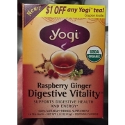 Yogi Raspberry Ginger, Digestive Vitality, Dietary Supplement: Calories ...