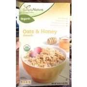 Simply Nature Organic Oats And Honey Granola Cereal: Calories ...