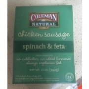 Coleman Natural Chicken Sausage, Spinach And Feta: Calories, Nutrition ...