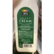 365 Everyday Value Heavy Cream, Grade A: Calories, Nutrition Analysis ...
