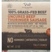 Teton Waters Ranch Uncured Beef Thuringer Sausage, 100% Grass-Fed Beef ...