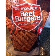 Great Value 100% Pure Beef Burgers: Calories, Nutrition Analysis & More ...