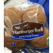 Great Value Hamburger Buns, 100% Wheat Wheat: Calories, Nutrition ...