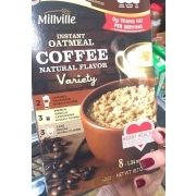 Millville Instant Oatmeal, Coffee Flavor, Variety Pack: Calories ...