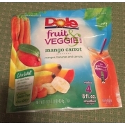 Dole Fruit And Veggie Blends, Mangos, Bananas And Carrots: Calories ...