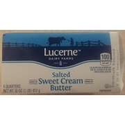 Lucerne Dairy Farms Salted Sweet Cream Butter: Calories, Nutrition ...