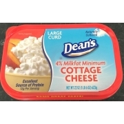 Dean's Cottage Cheese, 4% Milkfat Minimum, Large Curd: Calories ...