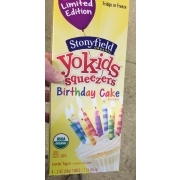 Stonyfield Organic Yokids Squeezers, Birthday Cake Flavored, Lowfat ...