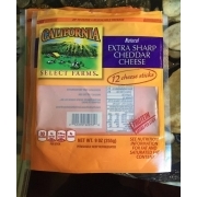 California Select Farms Extra Sharp Cheddar Cheese: Calories, Nutrition ...