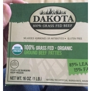 Dakota Ground Beef Patties, 100% Grass Fed Beef: Calories, Nutrition ...