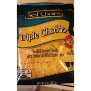 Best Choice Triple Cheddar Cheese, Fancy Shredded: Calories, Nutrition ...