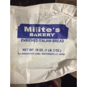 Milite's Bakery Enriched Italian Bread: Calories, Nutrition Analysis ...