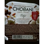 Chobani Flip Greek Yogurt, Almond Coco Loco: Calories, Nutrition ...