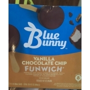 Blue Bunny Vanilla Chocolate Chip Funwich, Reduced Fat Ice Cream ...