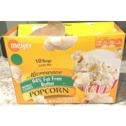 Meijer Popcorn, Butter, 94% Fat Free: Calories, Nutrition Analysis ...