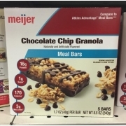 Meijer Chocolate Chip Granola Flavored Meal Bars: Calories, Nutrition ...